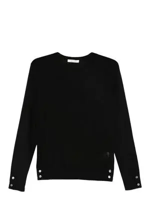 IVORY PARIS Buttoned Crew-neck Sweater - Black