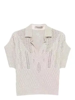 D.exterior Openwork Knit Top - Neutrals