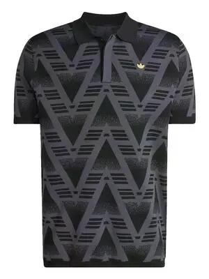Adidas Bruised Banana Geometric-pattern Polo Shirt - Black
