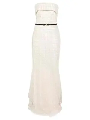 Elie Saab Sequin Embellished Maxi Dress - Neutrals