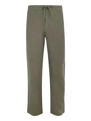120% Lino Drawstring Linen Trousers - Green