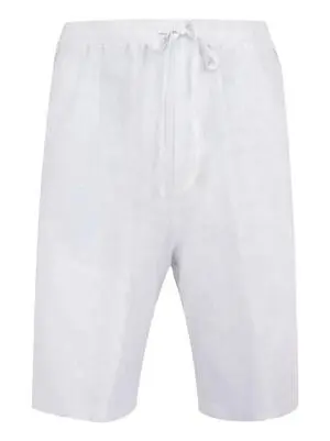 120% Lino Drawstring Bermuda Shorts - White