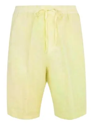 120% Lino Drawstring Bermuda Shorts Yellow