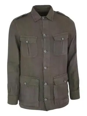 120% Lino Buttoned Pocket Jacket - Green