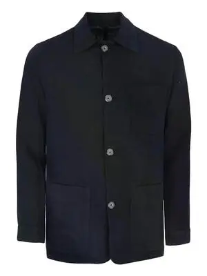 120% Lino Buttoned Pocket Jacket - Blue