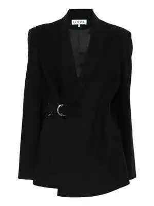 Loewe Buckled Wool Blazer - Black