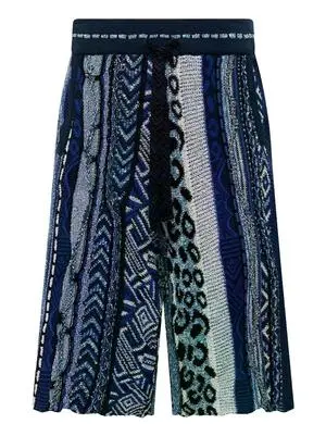 LANEUS Knitted Print Shorts - Blue