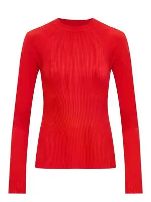 Moncler Logo Ribbed Top - Red