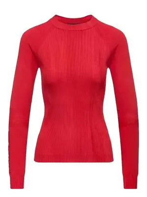 Moncler Logo Ribbed Top - Red
