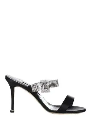 Manolo Blahnik Fibolta Jeweled Sandals - Black
