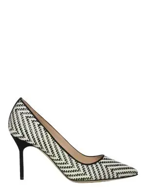 Manolo Blahnik Raffia-effect Point-toe Pumps - White