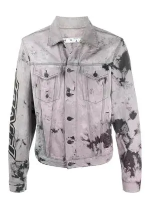 Off-White Tie-dye Print Denim Jacket - Black Black