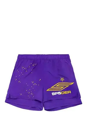 SP5DER Logo-detail Shorts - Purple