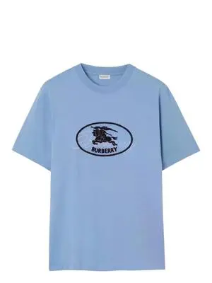 Burberry Knight Stamp Cotton T-shirt Blue