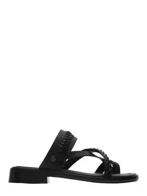 Burberry Baez Leather Sandals - Black