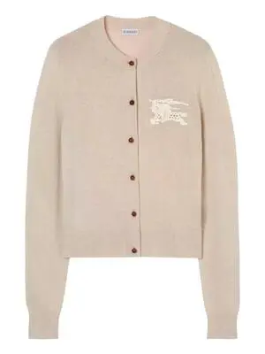 Burberry Equestrian Knight Cotton Wool Cardigan Neutrals