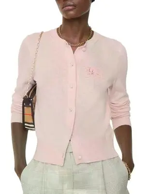 Burberry Ekd Cotton Wool Cardigan - Pink
