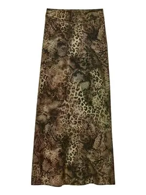 Ba&sh Ciria Animal Print Skirt - Green