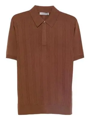 Canali Textured Short-sleeve Polo Shirt - Brown