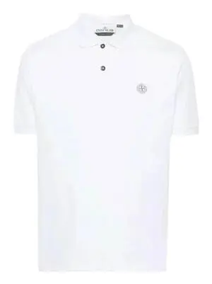Stone Island Logo Patch Polo Shirt - White