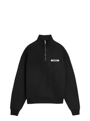 Jacquemus Gros-grain Half-zip Sweatshirt - Black