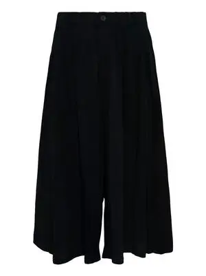 Yohji Yamamoto Cotton Wide Leg Trousers - Black