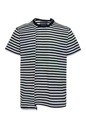Yohji Yamamoto Paneled Striped Short-sleeve T-shirt - Black