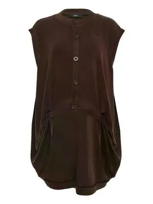 BONBOM Button Front Drape Cardigan - Brown