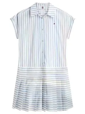Tommy Hilfiger Striped Pleated Dress - Blue