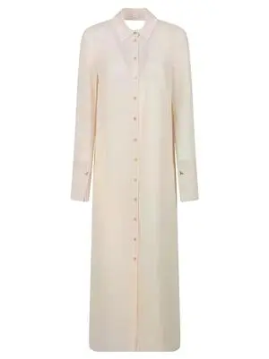 Patrizia Pepe Open-back Maxi Shirt Dress - Neutrals