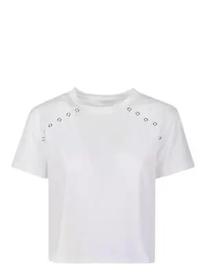 Patrizia Pepe Eyelet-detail T-shirt - White