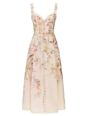 Zimmermann Floral-print Button-up Midi Dress - Neutrals