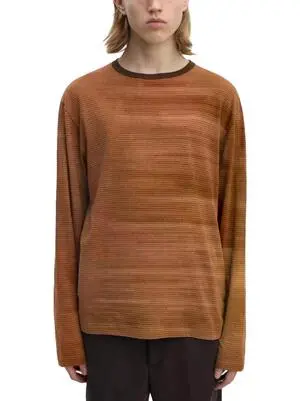 ANOTHER ASPECT 3.0 Striped Crew-neck T-shirt - Brown