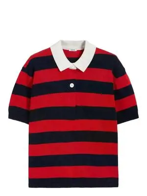 Aspesi Striped Short-sleeve Polo - Red