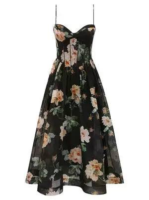 Zimmermann Floral-print Midi Dress - Black