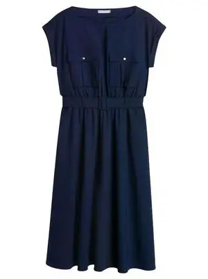 Tommy Hilfiger Belted Midi Dress With Pockets - Blue