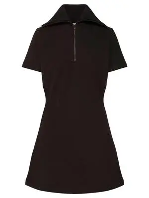 Calvin Klein Zipped Polo-collar Mini Dress - Black