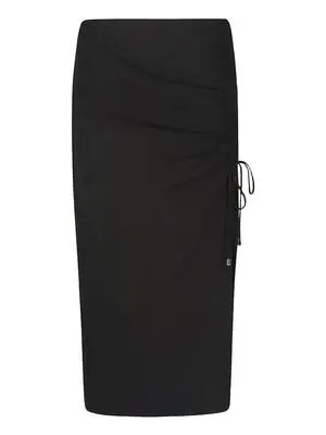 Patrizia Pepe Drawstring Midi Skirt - Black