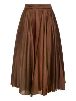 BLANCA VITA Flared A-line Skirt - Brown