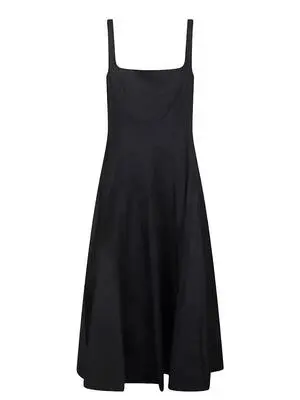 Staud Square-neck Sleeveless Midi Dress - Black