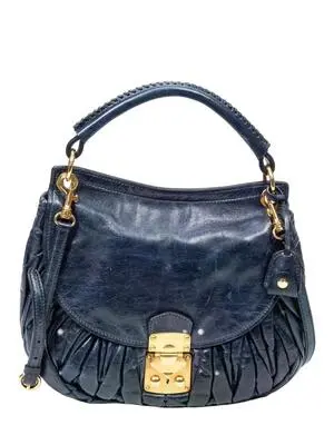 Miu Miu Matelassé Leather Shoulder Bag - Blue