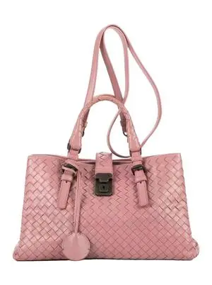 Bottega Veneta Roma Intrecciato-leather Tote Bag - Pink