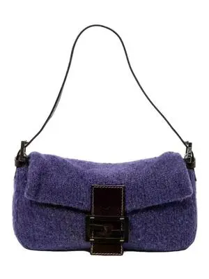 Fendi Baguette Knitted Shoulder Bag - Purple