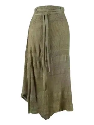 Polo Ralph Lauren Wrap Linen Skirt With Belt - Green