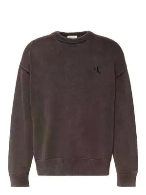 Calvin Klein Embroidered Crew Neck Jumper - Brown
