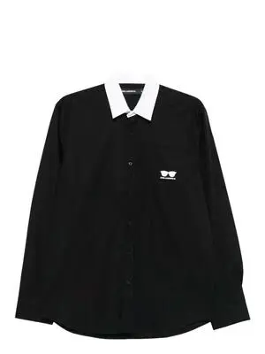 Karl Lagerfeld Contrasting Collar Pocket Shirt - Black