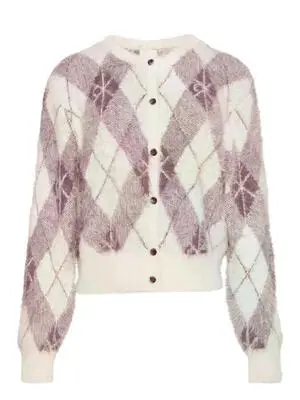 Calvin Klein Argyle Buttoned Cardigan - Neutrals