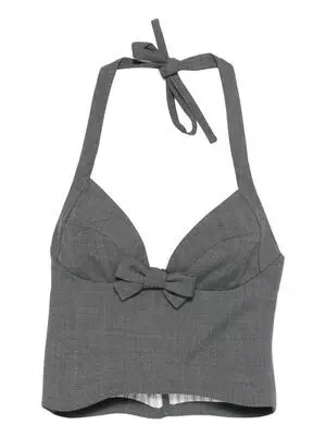 SHUSHU/TONG Halterneck Bow-tie Top - Grey