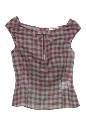 SHUSHU/TONG Keyhole Check Blouse - Purple