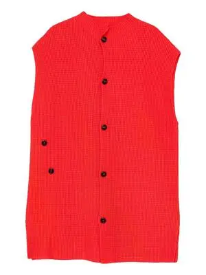 SAMUEL GUÌ YANG Buttoned Knitted Top - Red